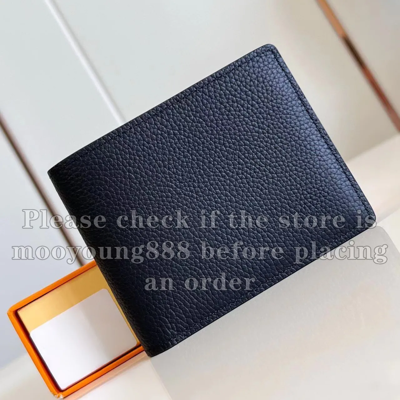 Luxury Card Wallet Grained Cowhide Leather Wallet, 11.5cm Black Tri ...