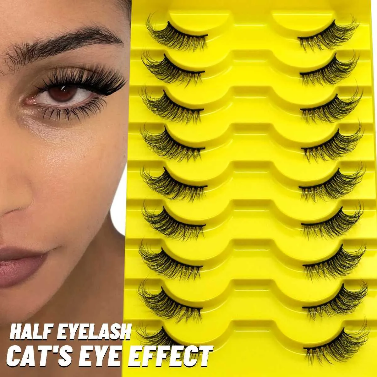 Natural Cat Eye Half Lashes - Soft & Fluffy Fake Eyelashes Extension 5 ...
