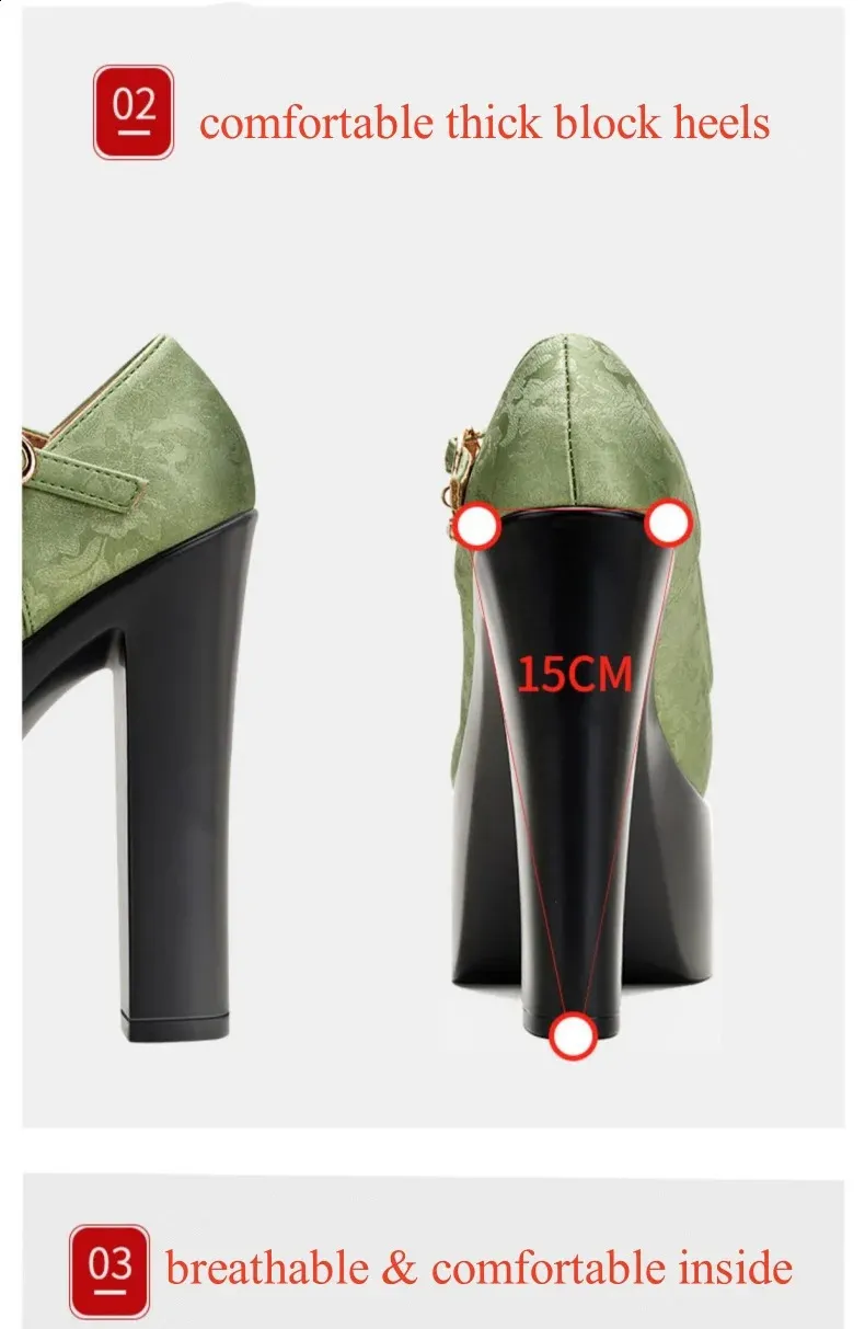 Embroidered Chunky Platform Pumps: Sexy Block High Heels for Parties ...