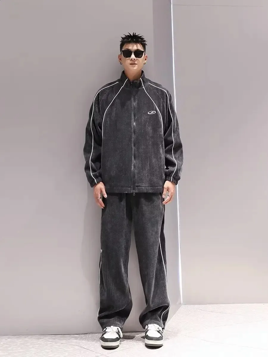 Corduroy Two-Piece Set: Plush Jacket & Casual Pants - Autumn/Winter ...
