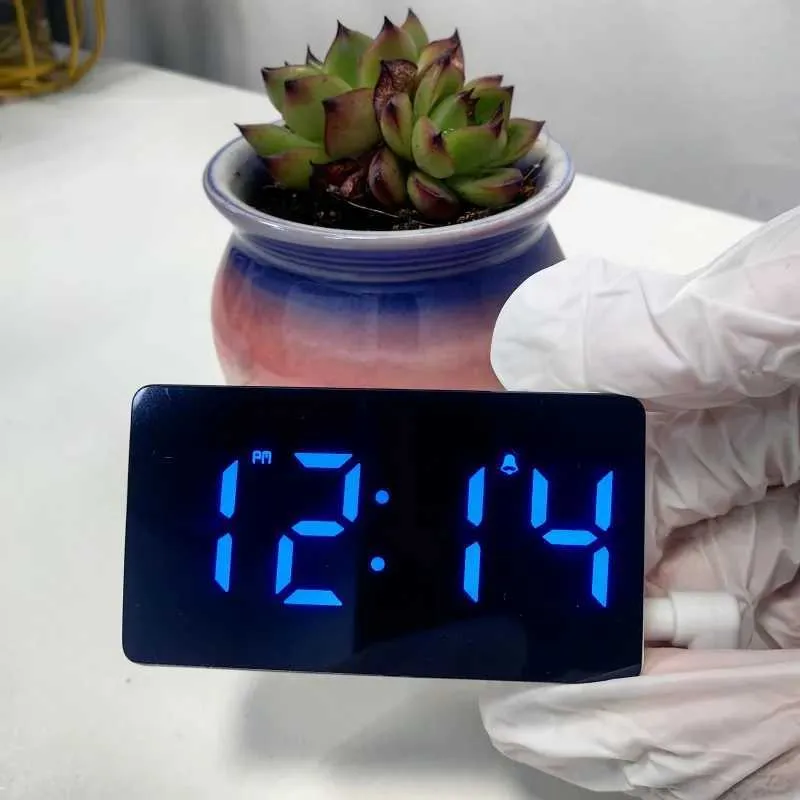 Mini Digital Alarm Clock with Temp & Date - 3 Alarms, Night Mode, USB ...
