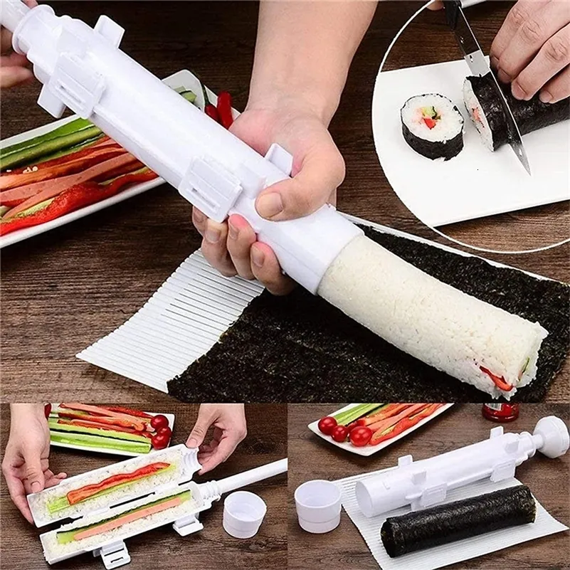 Easy Sushi Maker Set: Rice Mold Bazooka Roller Kit for Perfect Sushi ...