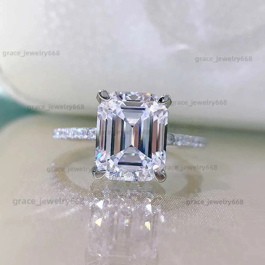 Emerald Cut Moissanite moissanite engagement rings - 18K White Gold ...