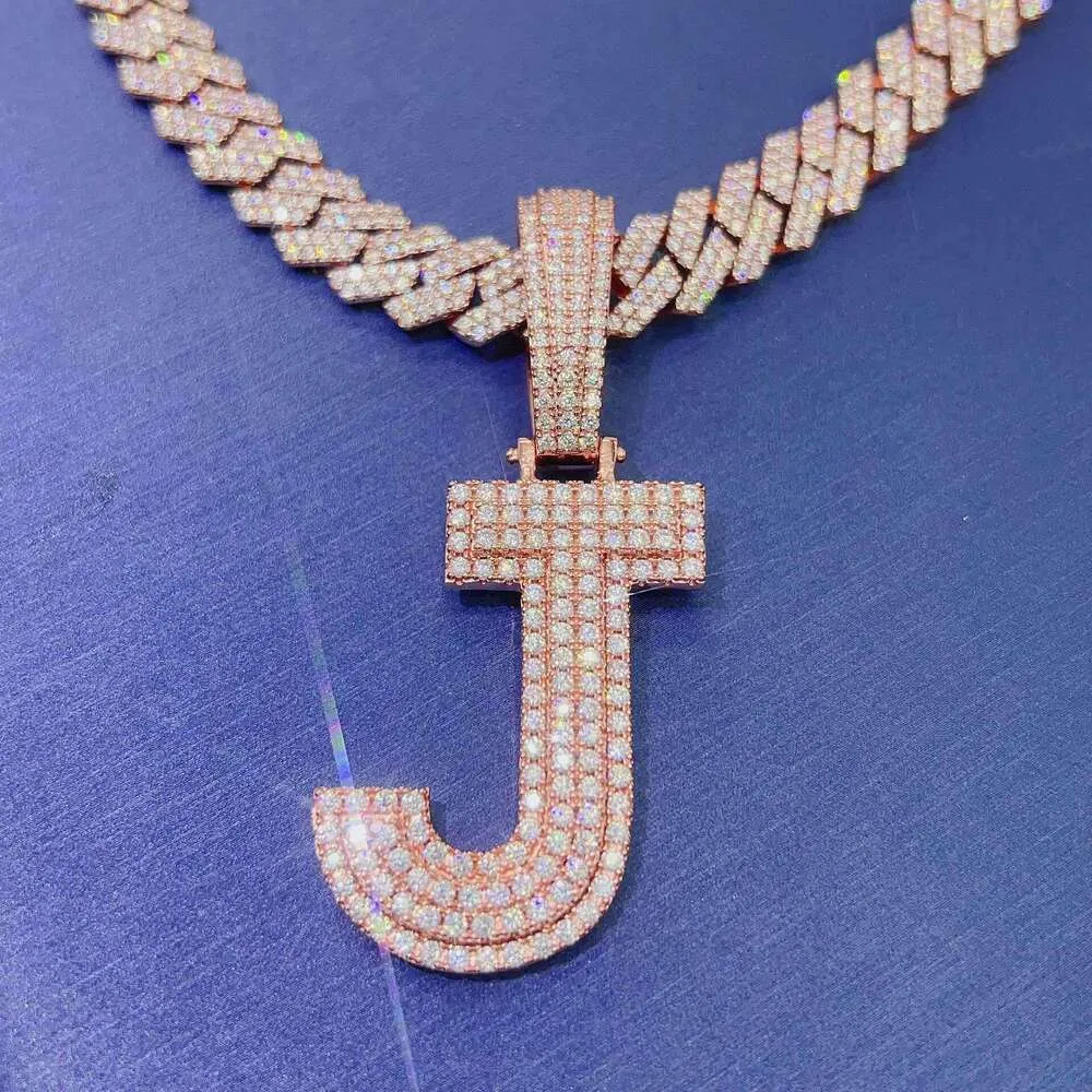 Wholesale Custom Sterling Sier Hip Hop Letter J Pendant Men With VVS Moissanite Pass Diamond Tester GRA Certificate