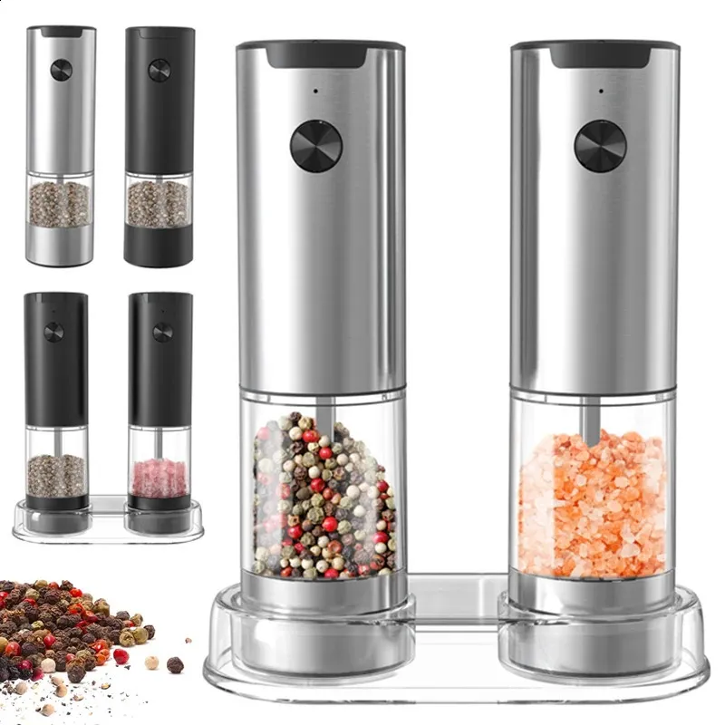 Electric Salt and Pepper Grinders - Adjustable Ceramic Burr Mills ...