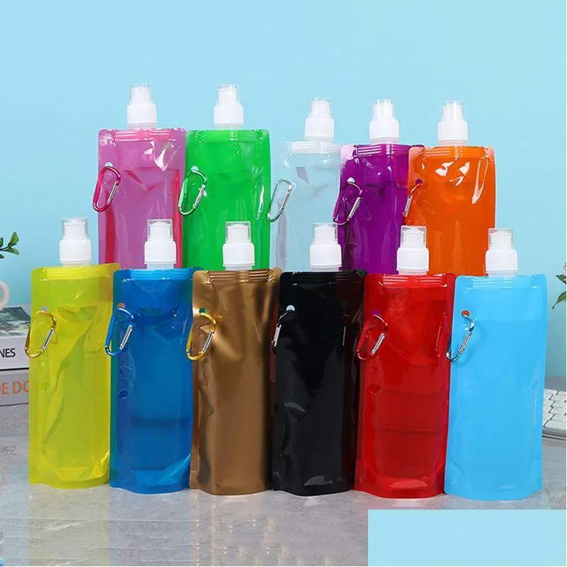 Foldable Drinking Bottle - 16oz Reusable Water Canteen for Travel ...