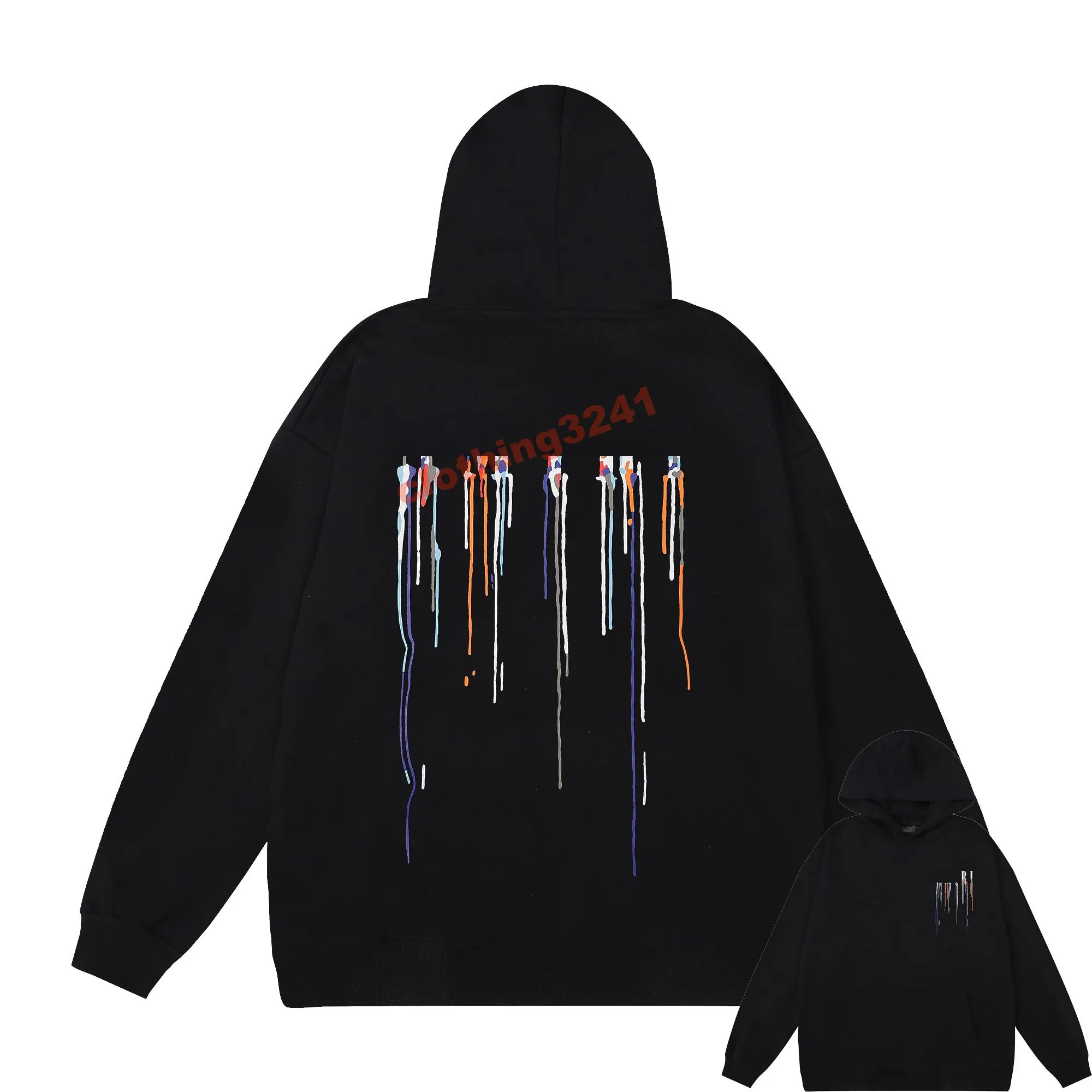 Mens Designer Amiri Paint Drip Hoodie With Letter Print Mens Designer Amiri Paint Drip Hoodie With Letter Print