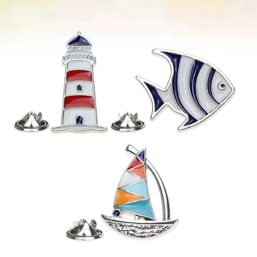 Clip On Loop Alloy Tropical Fish Lighthouse Lapel Vintage Jewelry ...