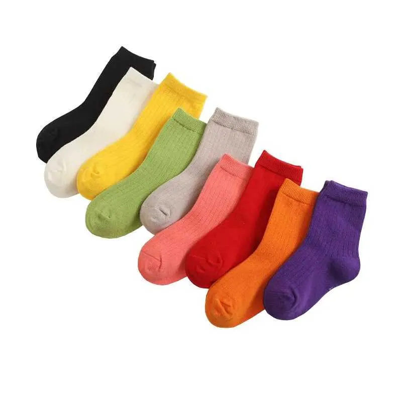 3-Pairs Solid Color Cotton Kids' Socks for Spring/Summer Toddler/Little ...