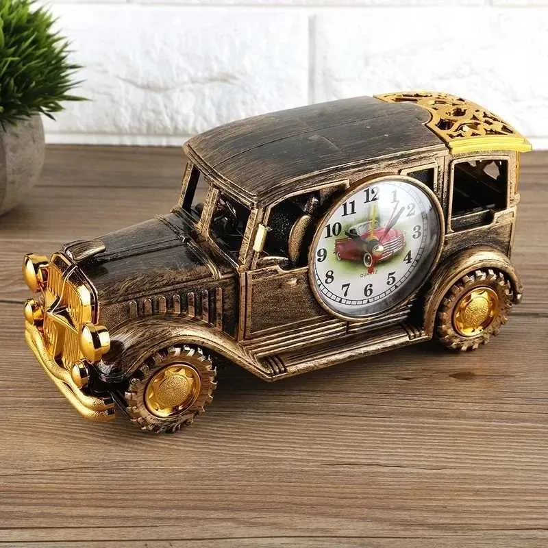 Retro Car Clock with Night Light - Vintage Desk Alarm for Bedroom ...
