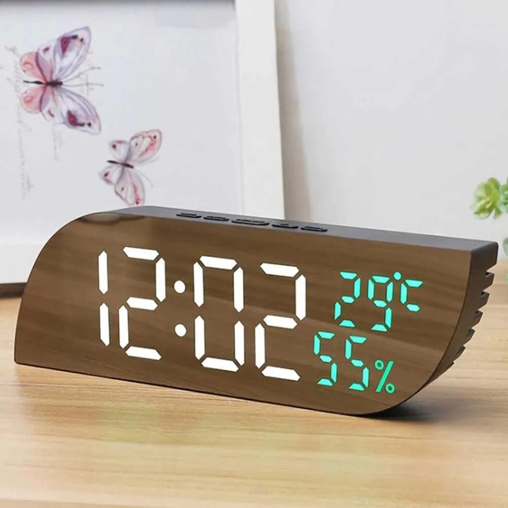 LED Mirror Digital Wall Clock Temperature & Humidity Display, Snooze ...