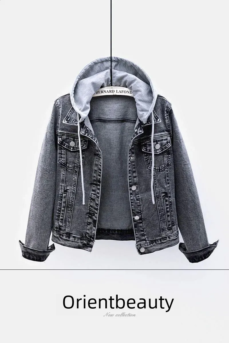Cropped Hooded Denim Jacket: Slim Fit, Long Sleeve Top - Shop Now! Best ...