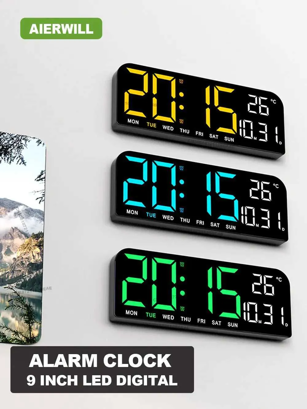 M240814 9 Inch Digital Wall Clock Large LED Display... From Madly_in ...