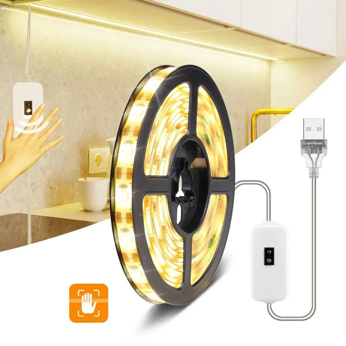Motion Sensor LED Light Strip: USB Rechargeable, Hand Sweep Control ...