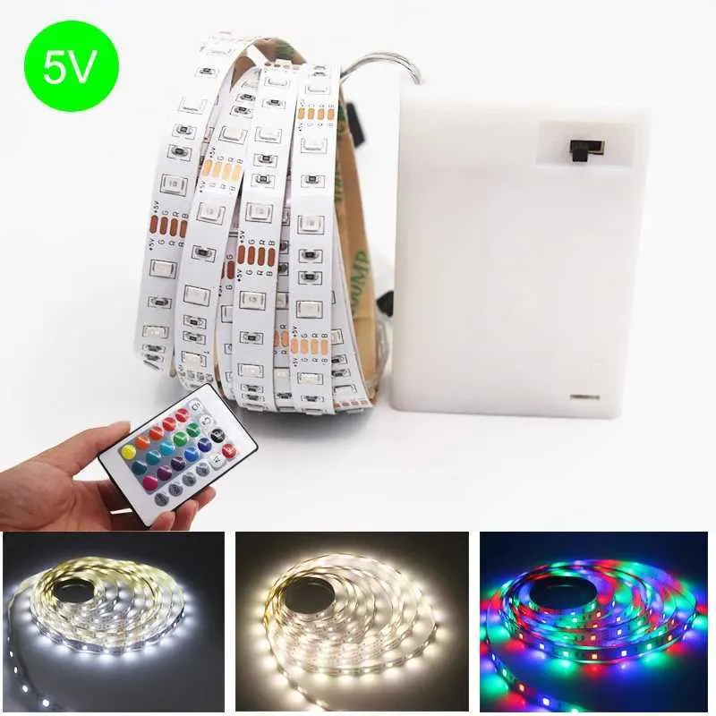 Battery Powered RGB LED Strip Lighting: Flexible 5V Ribbon Tape ...
