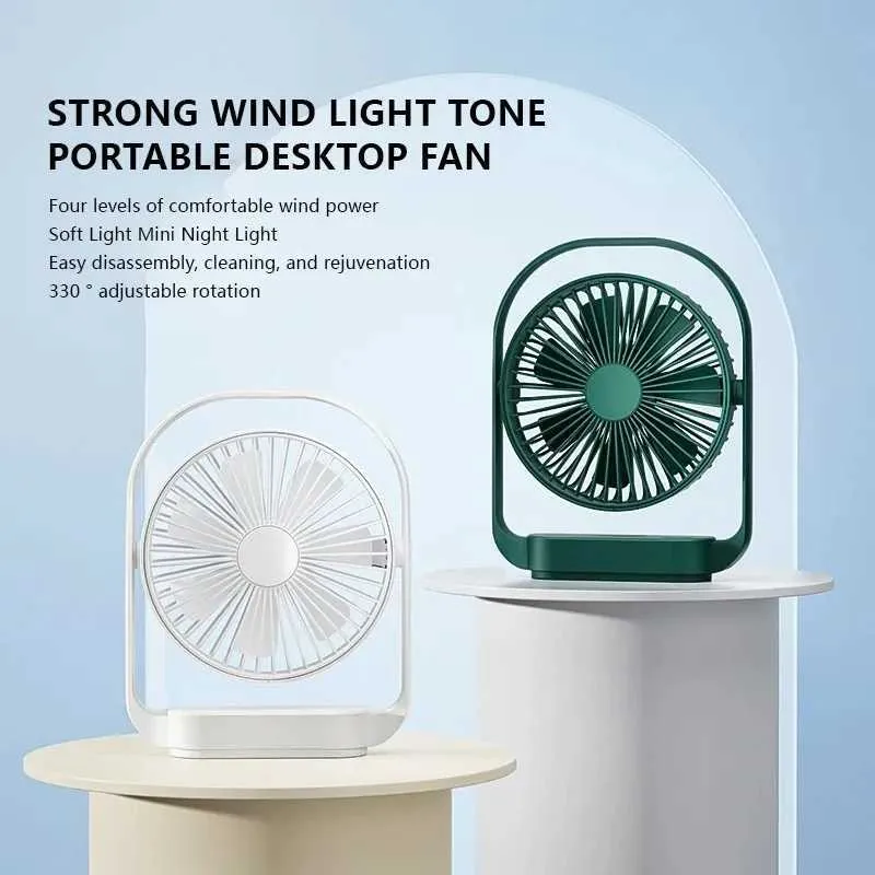 2024 Desktop Portable Table Fan Rechargeable With Night Light, USB ...