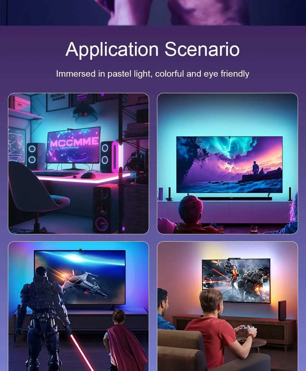 Immersive TV LED Backlight with Camera - 5M RGB Strip Light Kit for ...