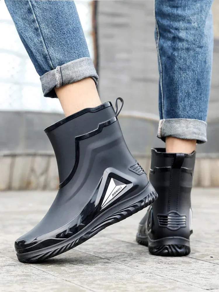 Premium Waterproof Rubber Boots - Men's Anti-Slip Mid-Calf Rain & Work ...
