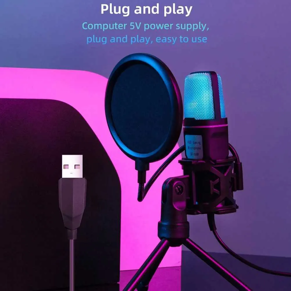 Professional USB Condenser Mic with RGB - Ideal for Recording, Podcast ...