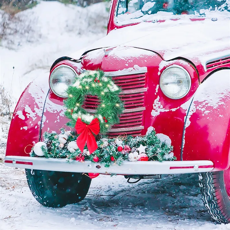 Christmas Wreath For Car With LED Lights Truck, SUV, Grille Holiday ...
