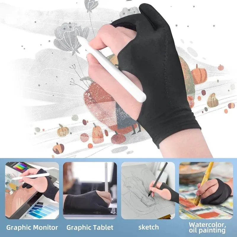Anti-Touch Painting Gloves for iPad Tablet Drawing - 2-Finger, Reusable ...