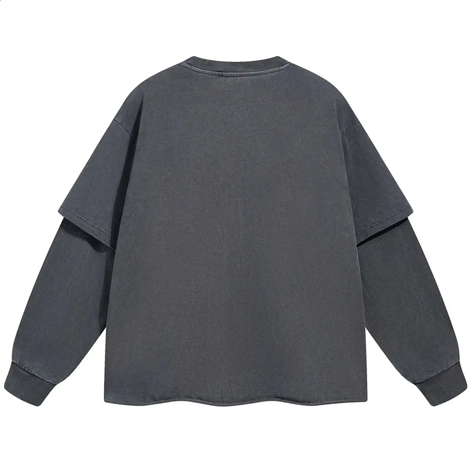 Retro Loose Long Sleeved T-Shirt Mens Streetwear Harajuku Oversized ...