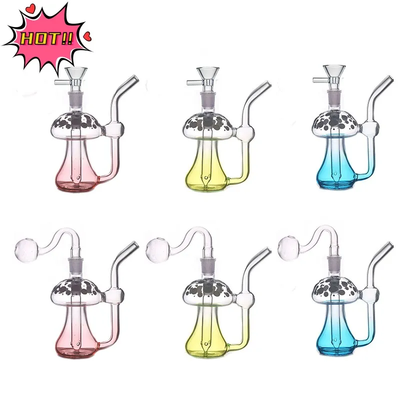 Portable Mushroom Glass Man Oil Burner And Bubbler Pipe Wholesale Mini Glow In The Dark ...