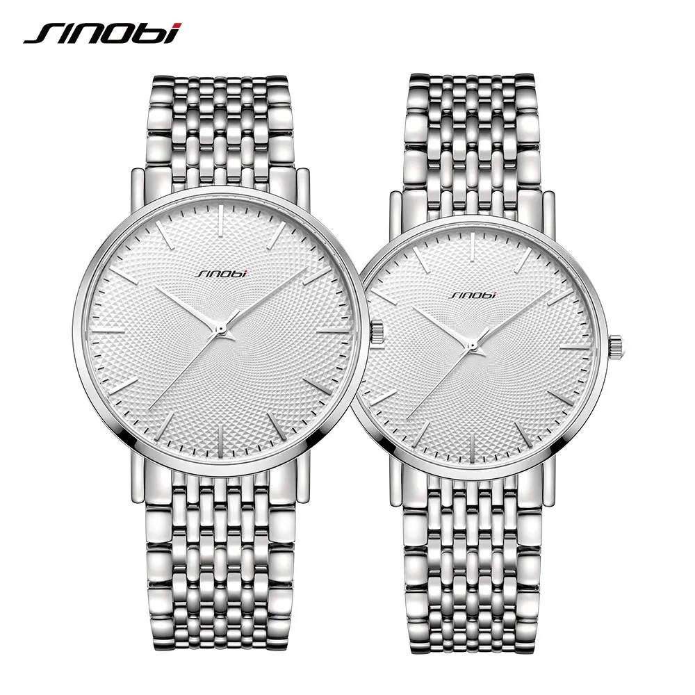 SINOBI SET Couple Watches Top Luxury Mans Watch Stainless Steel Band ...