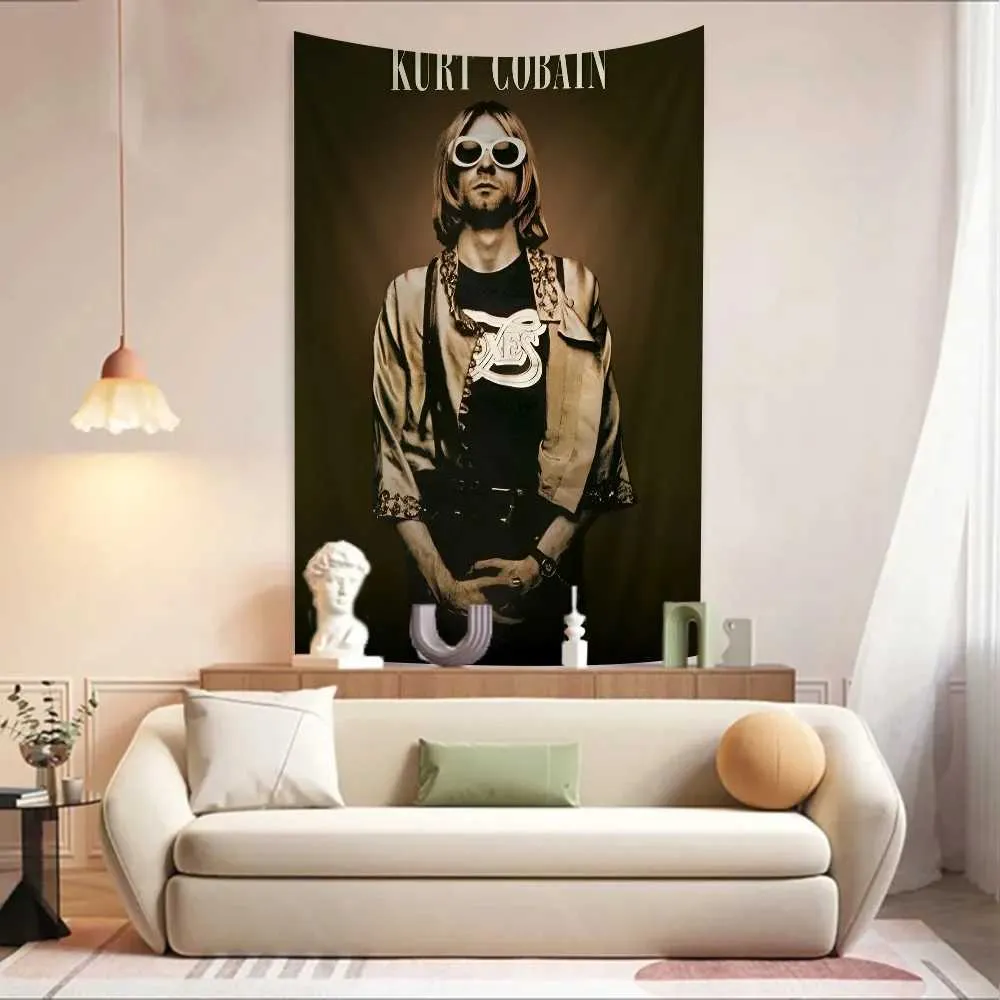 Hot N Nirvana K Kurt Cobain Anime Tapestry Hanging Tarot Hippie Wall ...