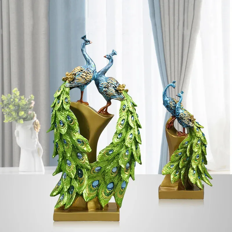 Elegant Resin Peacock Statue: Open Screen Posture Model For Home Decor ...