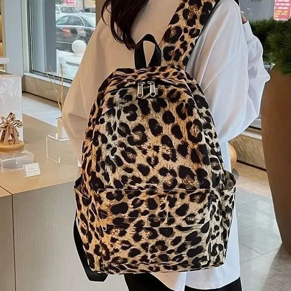 Leopard Print Laptop Backpack - Large Capacity Women's School Bag ...