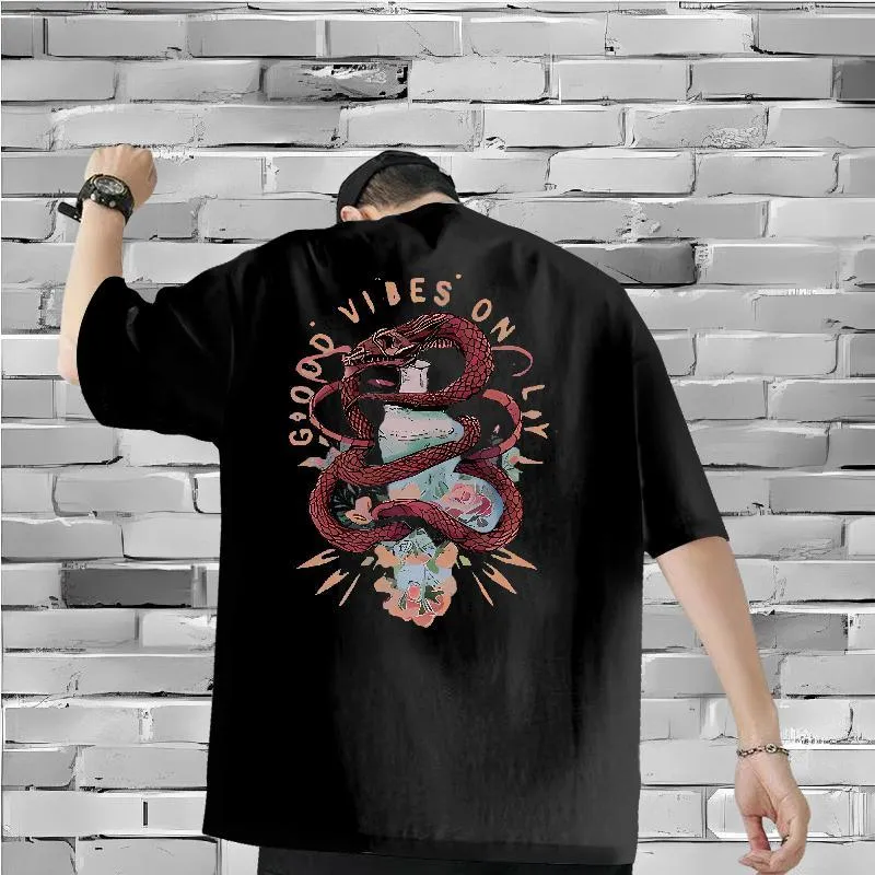 Premium Cotton Men's Graphic Tee - Snake Design, High Street Style ...