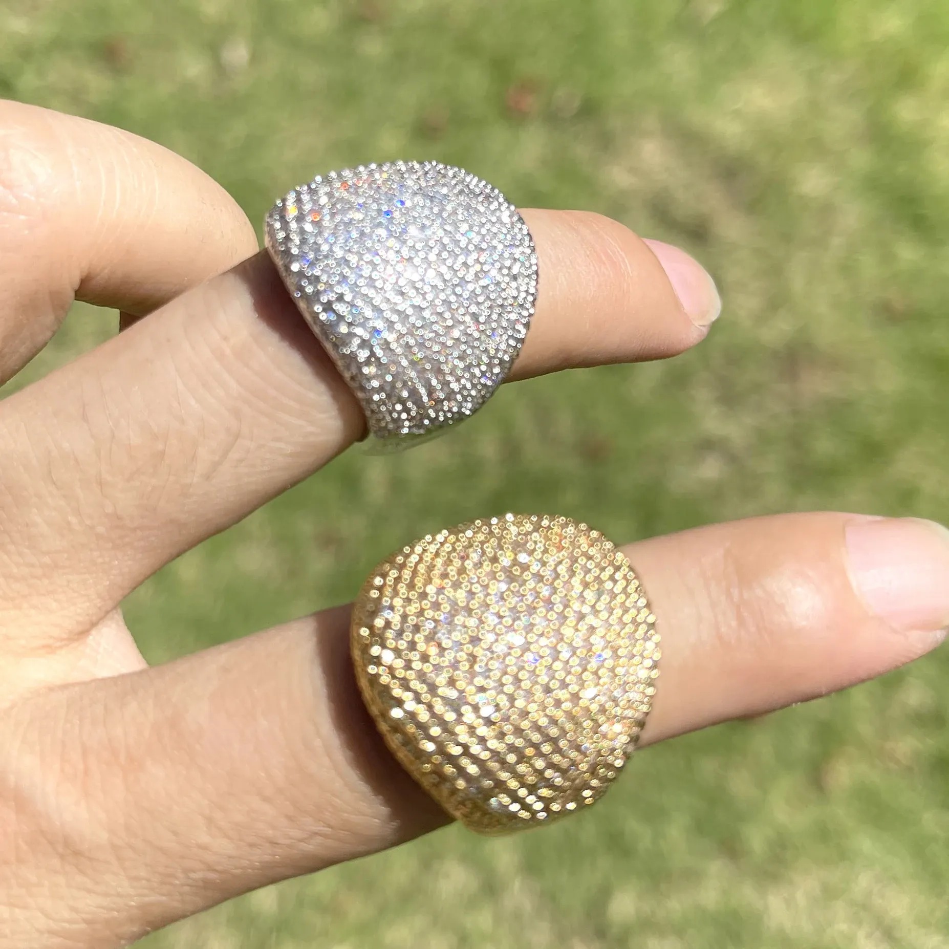 Iced Out Mens Iced Out Rings With Cubic Zirconia In Prong Setting Real ...