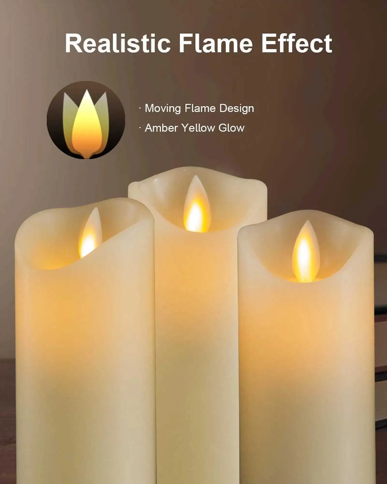 Realistic Flameless LED Candles with Remote, Battery Operated, Moving ...