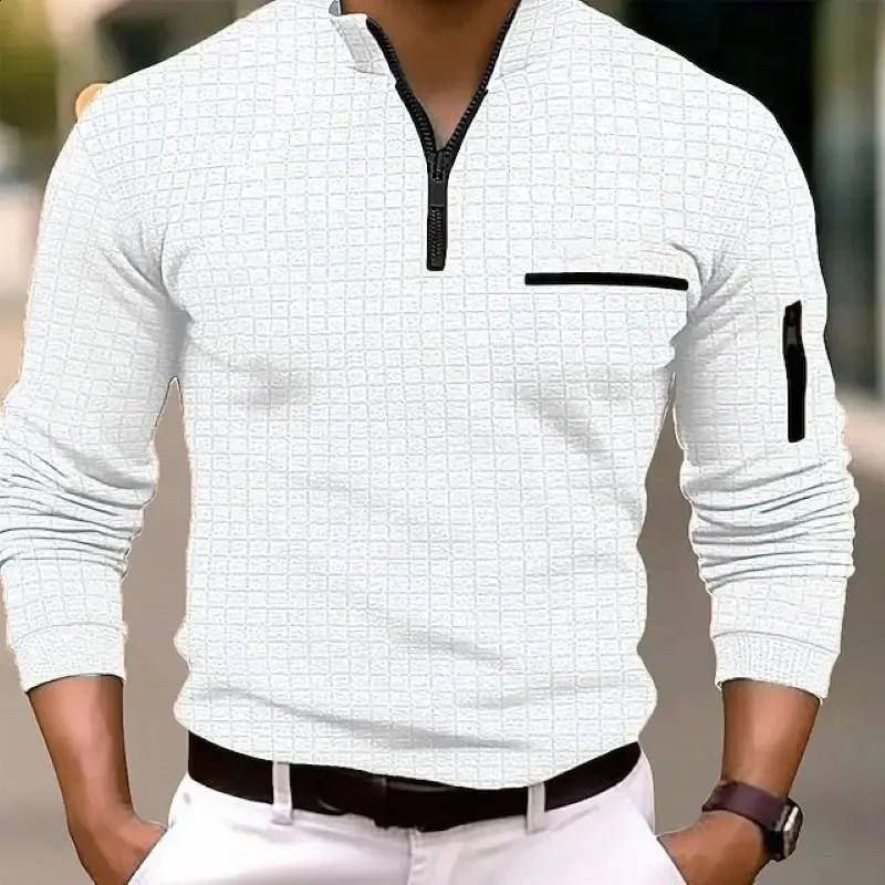 Checkered Spring/Autumn Polo Shirt - Arm Zipper, Loose Fit - Shop Now ...