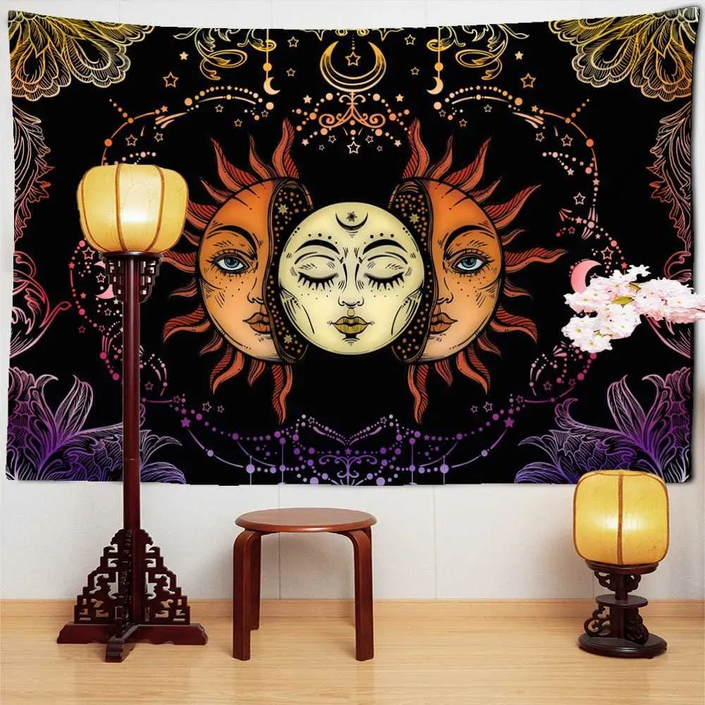 Sun & Moon Tapestry Wall Hanging - Oversized Decor with Free Install ...