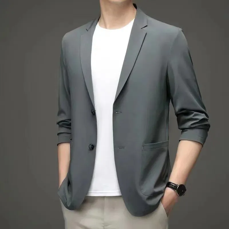 Traje De Seda Para Hombre: Chaqueta Casual Liviana Ultra Delgada ...