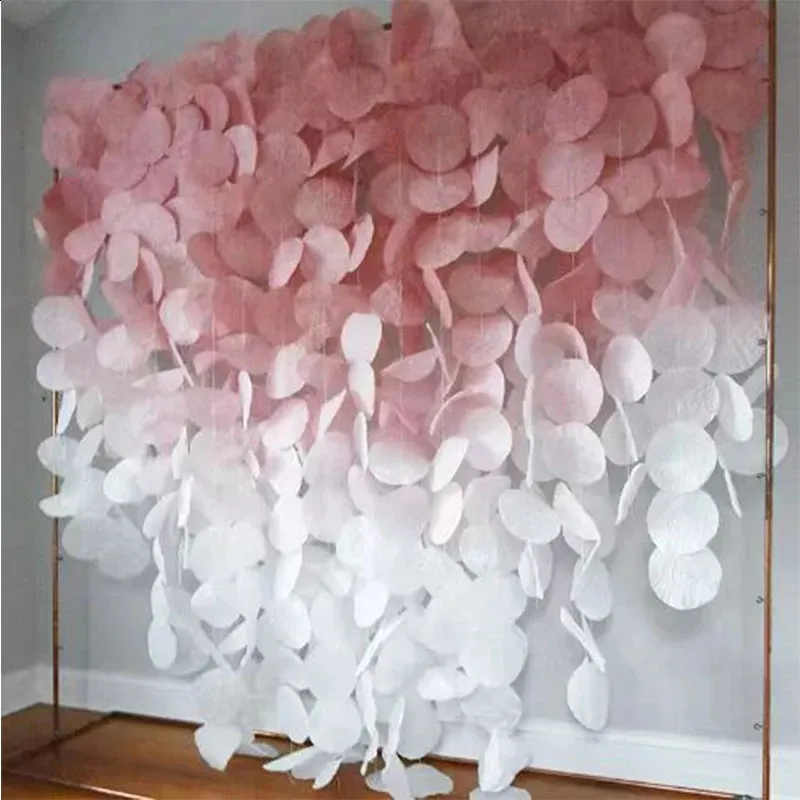Rose Pink Paper Streamers Decorations Hanging Polka Dot Garlands For ...