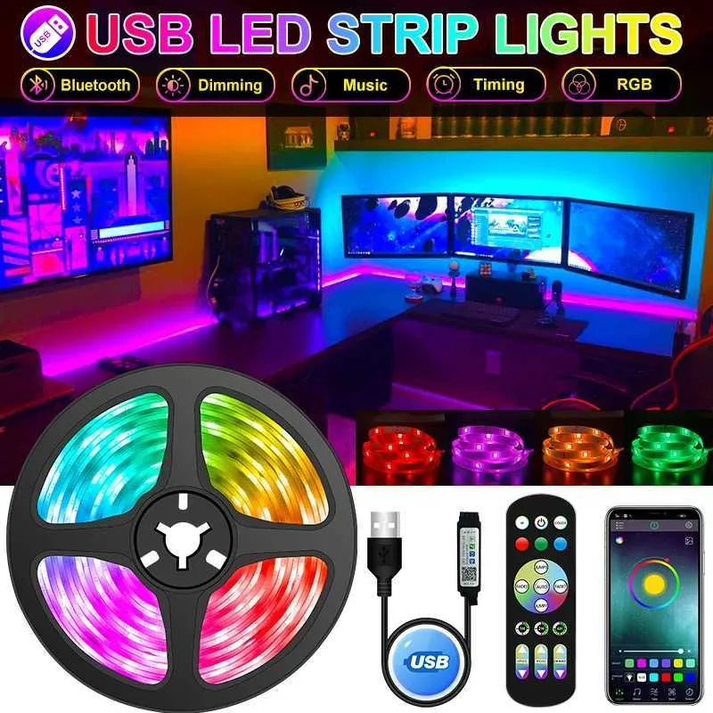 USB LED Strip Lights: 1-30M RGB 5050, Bluetooth App Control, Flexible ...