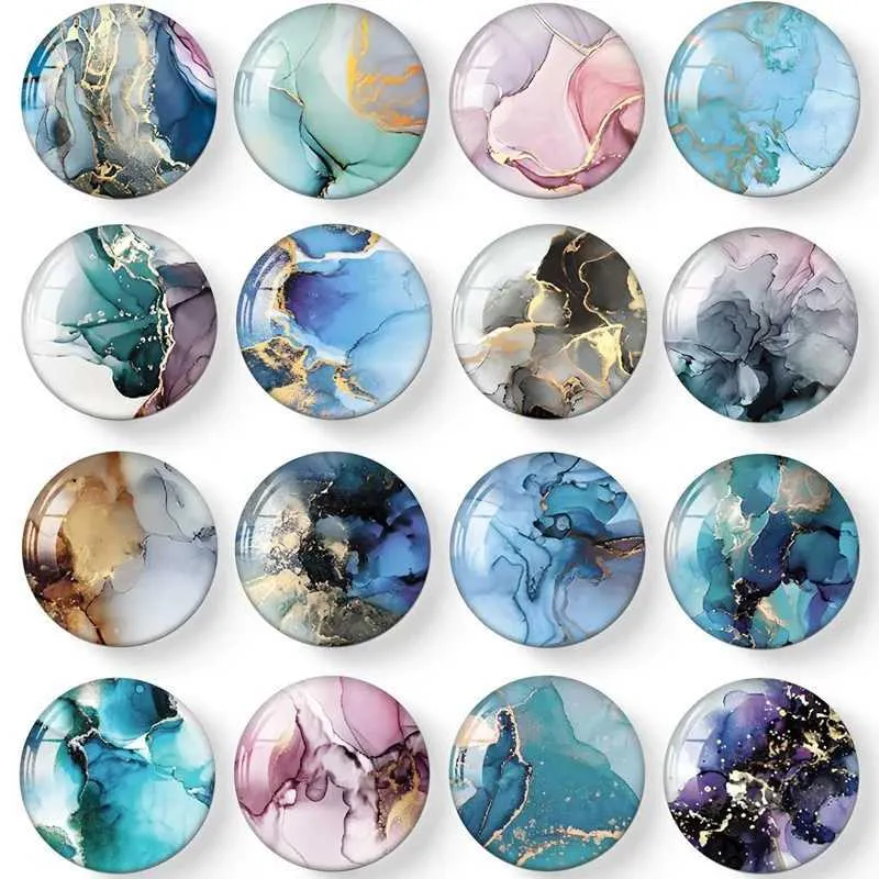 12 Round Glass Fridge Magnets - Crystal Decoration, Marble & Wave ...