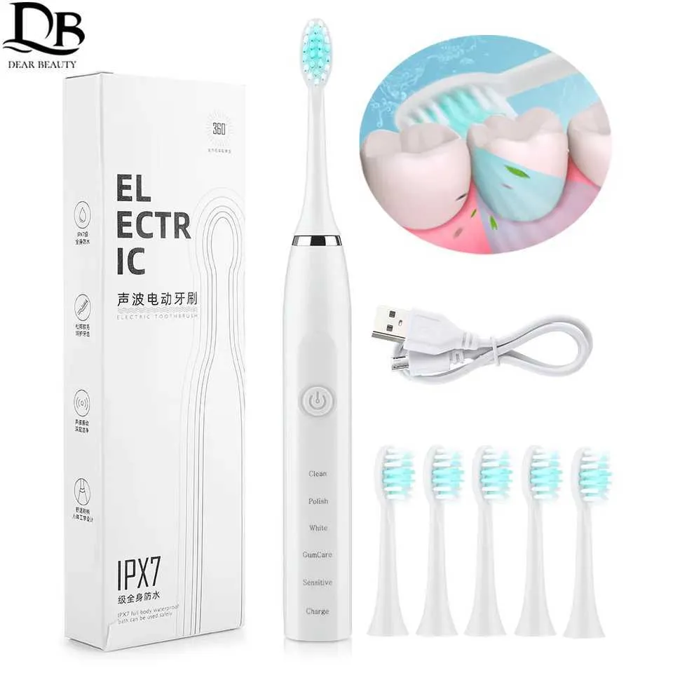 Sonic Electric Toothbrush: 5 Modes, 4 Speeds, USB Rechargeable ...
