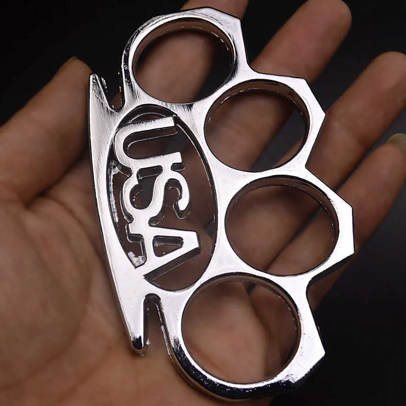 Brass Knuckles Model USA Finger Tiger Fist Buckle Four Finger Martial ...