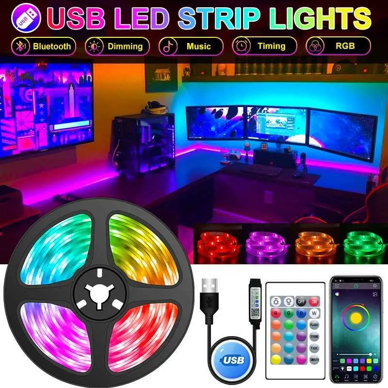 Bluetooth LED Strip Lights - Remote Controlled Color Changing Tape for ...