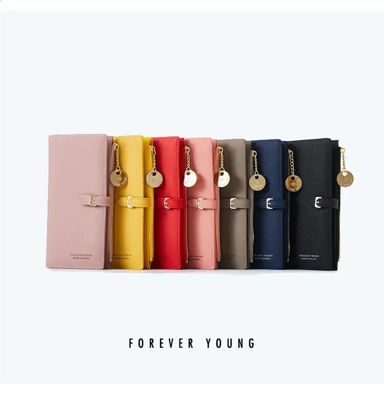 Premium Women's Leather Clutch Wallet - Large Capacity, Buckle Closure ...