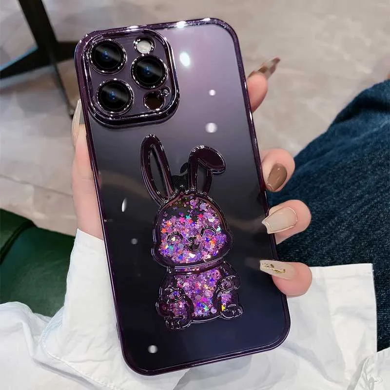 Glitter Bunny Phone Case: Cute Quicksand Cover for iPhone - Premium ...