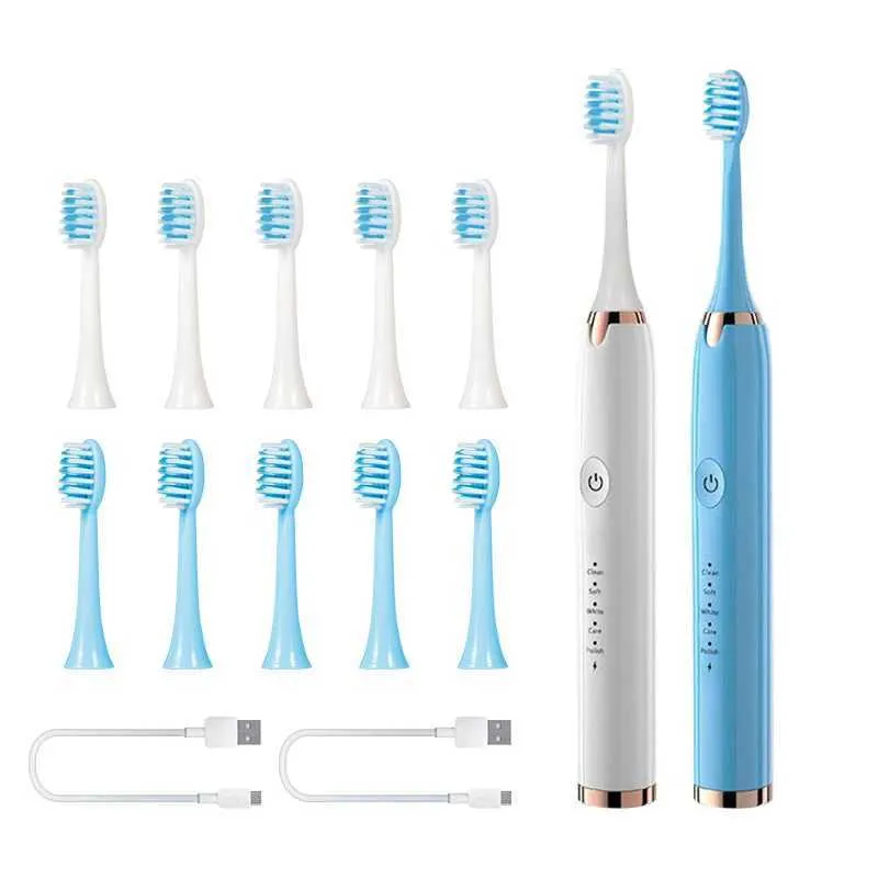 TONGWODE Ultrasonic Electric Toothbrush Set with 1 Handle and 6 ...