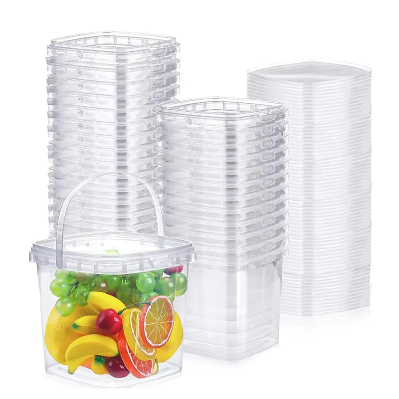 68oz Square Clear Food Containers with Lids - Airtight & Leakproof ...