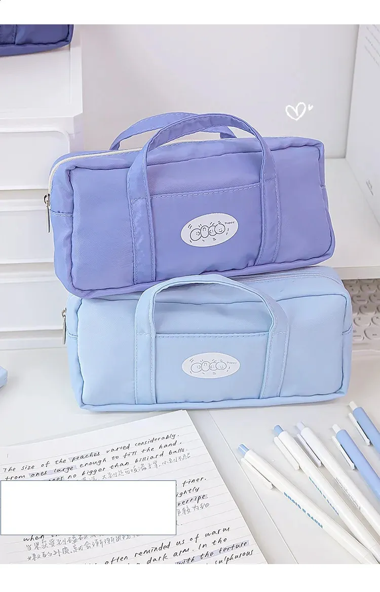 Happy Bubble Pen Bag Pencil Case, Simple Blue Handbag Storage Pouch for ...