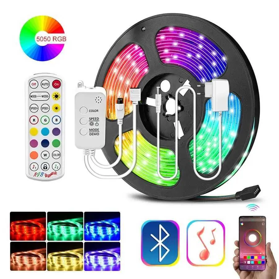 RGB LED Strip 12V 5050 Music Sync Waterproof Bluetooth Control Flexible ...