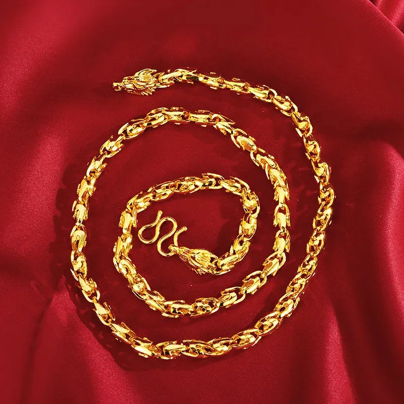 Chinese Store: Exquisite 24k Chain Necklace Elegant Gold Plated Link ...